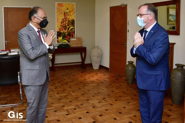 Outgoing British High Commissioner pays farewell call on Minister Ganoo