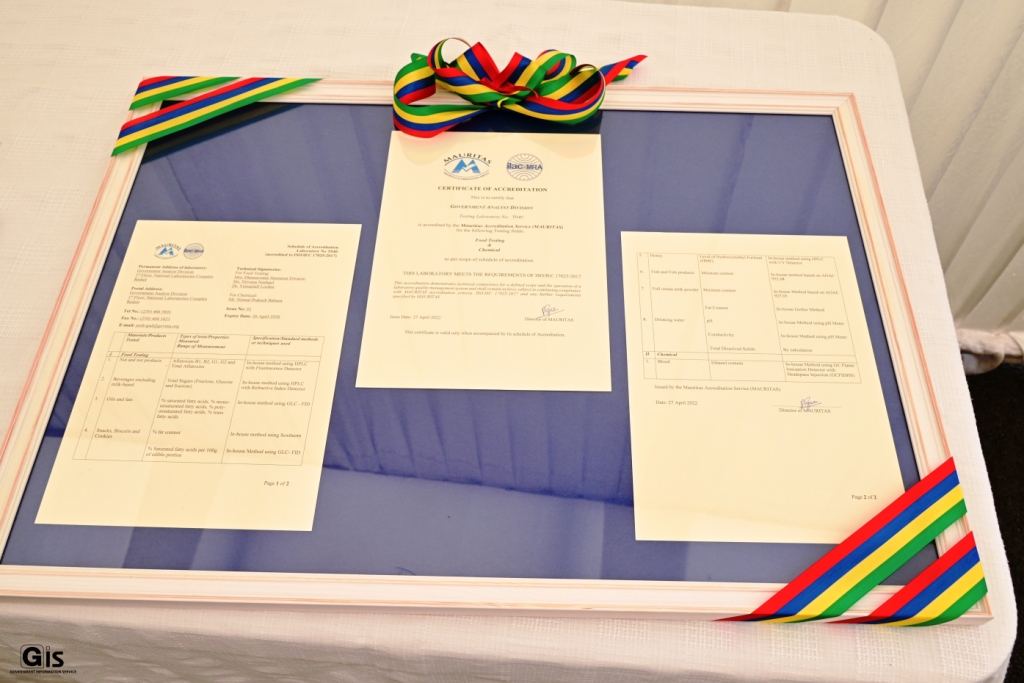 The Government Analyst Division awarded ISO/IEC 17025:2017 Certificate